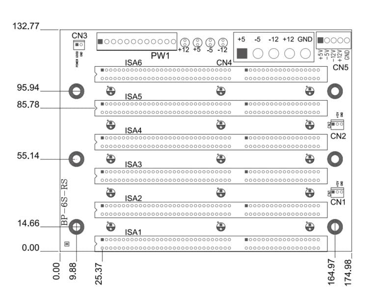 BP-6S - 6-slot Backplane with 6 ISA slots - Miller Technologies