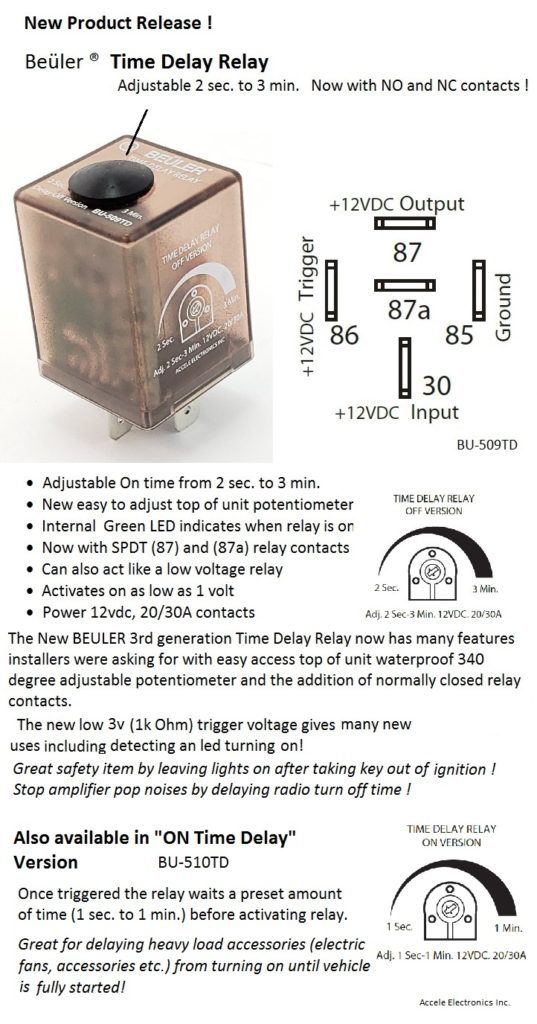 BU509TD - Beüler BU-509TD Time Delay Relay, Delay to Off, 20/30 Amp ...